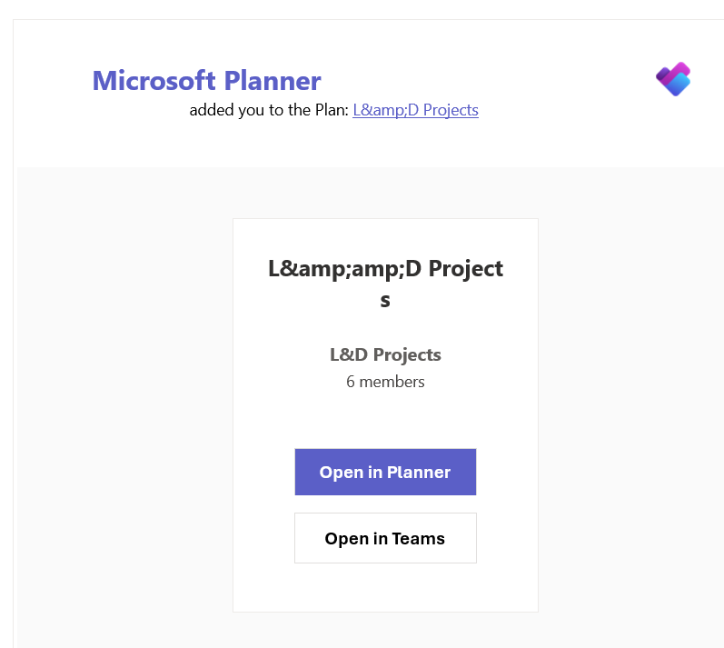 Planner share notification email doesn't handle special character ...