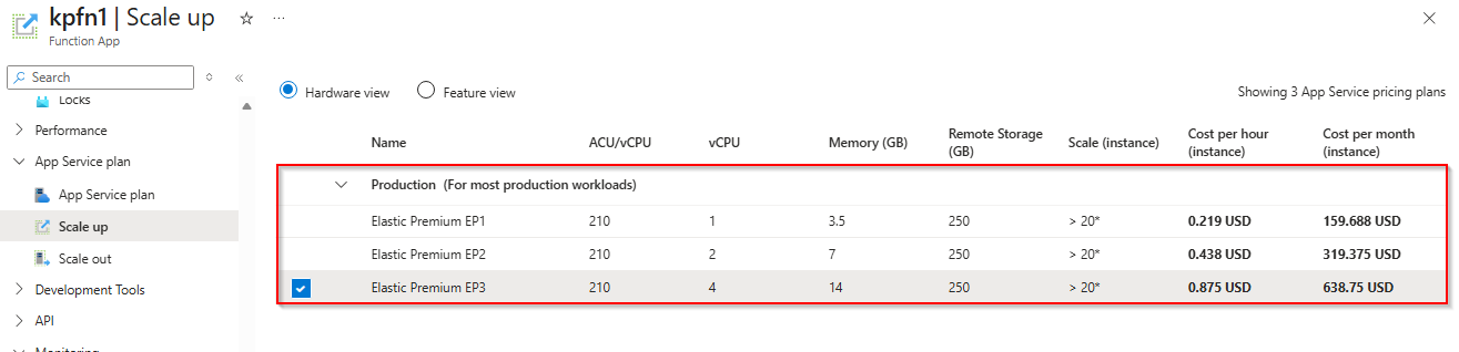is it possible to move azure functions from EP3 to P2v3 with out re ...