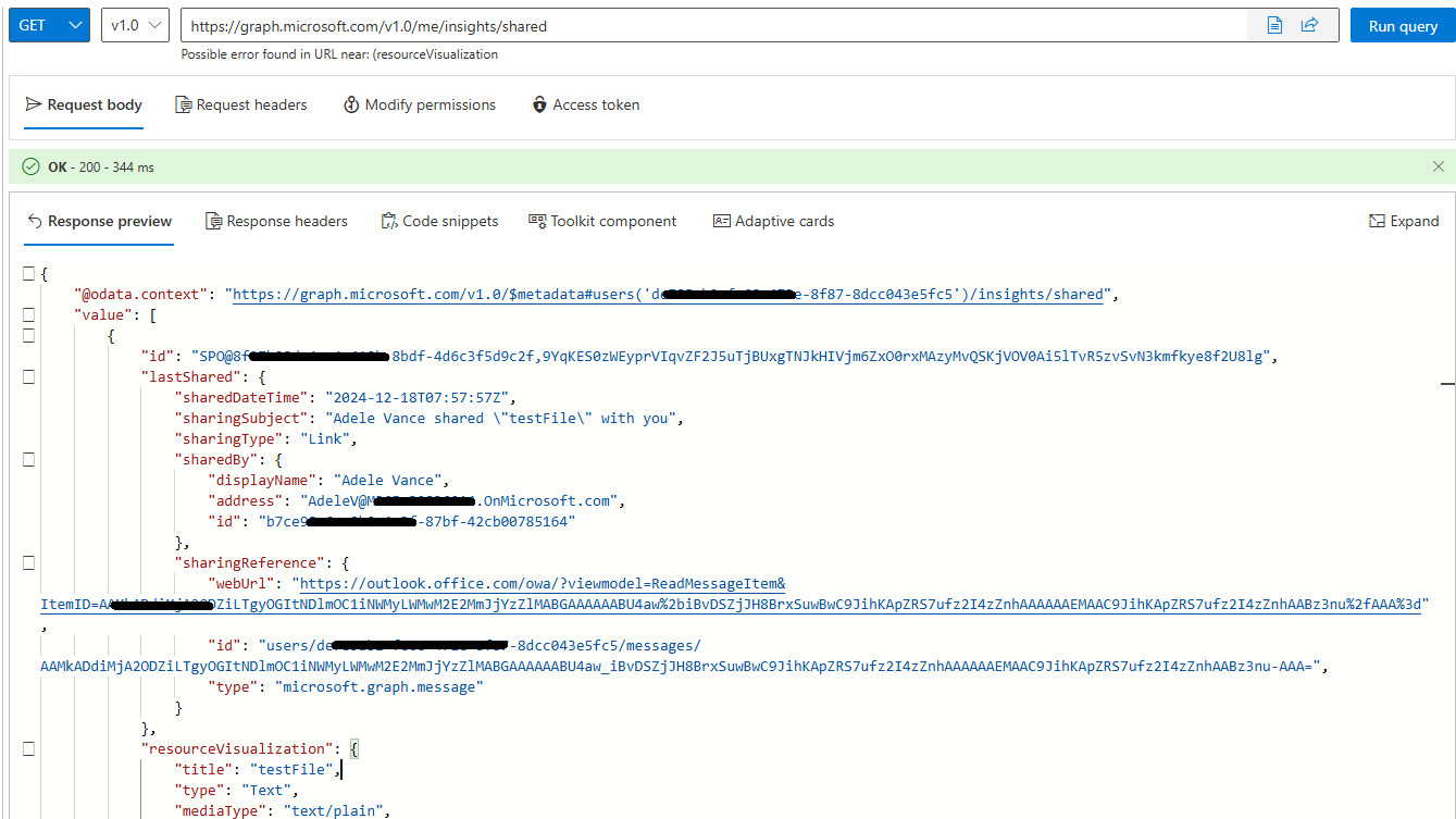 Getting late response in insights/shared api even user shared a doc with me - Microsoft Q&A