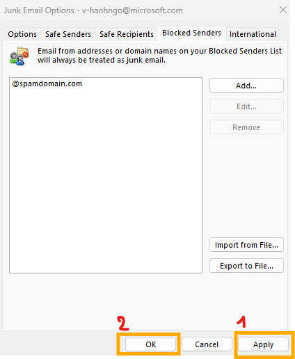 Outlook SPAM - Block Domain - Microsoft Q&A