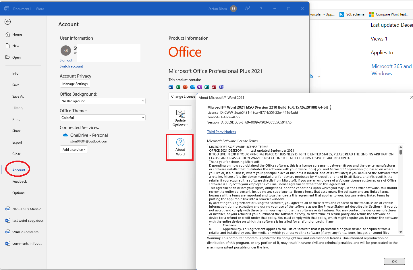 where do i click for license agreement Office Home & Student 2021 ...