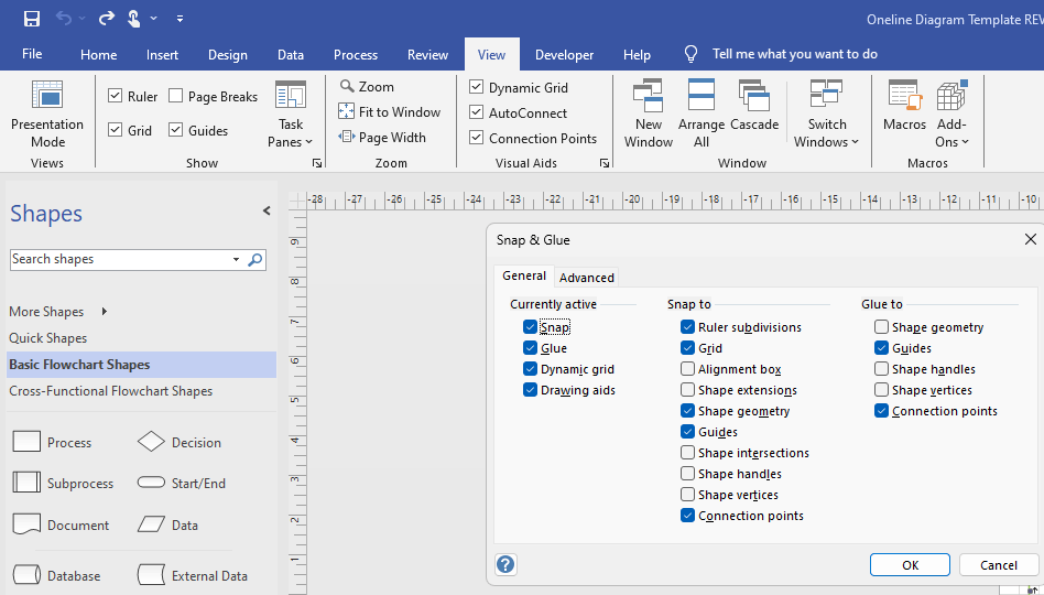 Visio 2013: Dynamic Grid Guidelines no longer appear - Microsoft Q&A