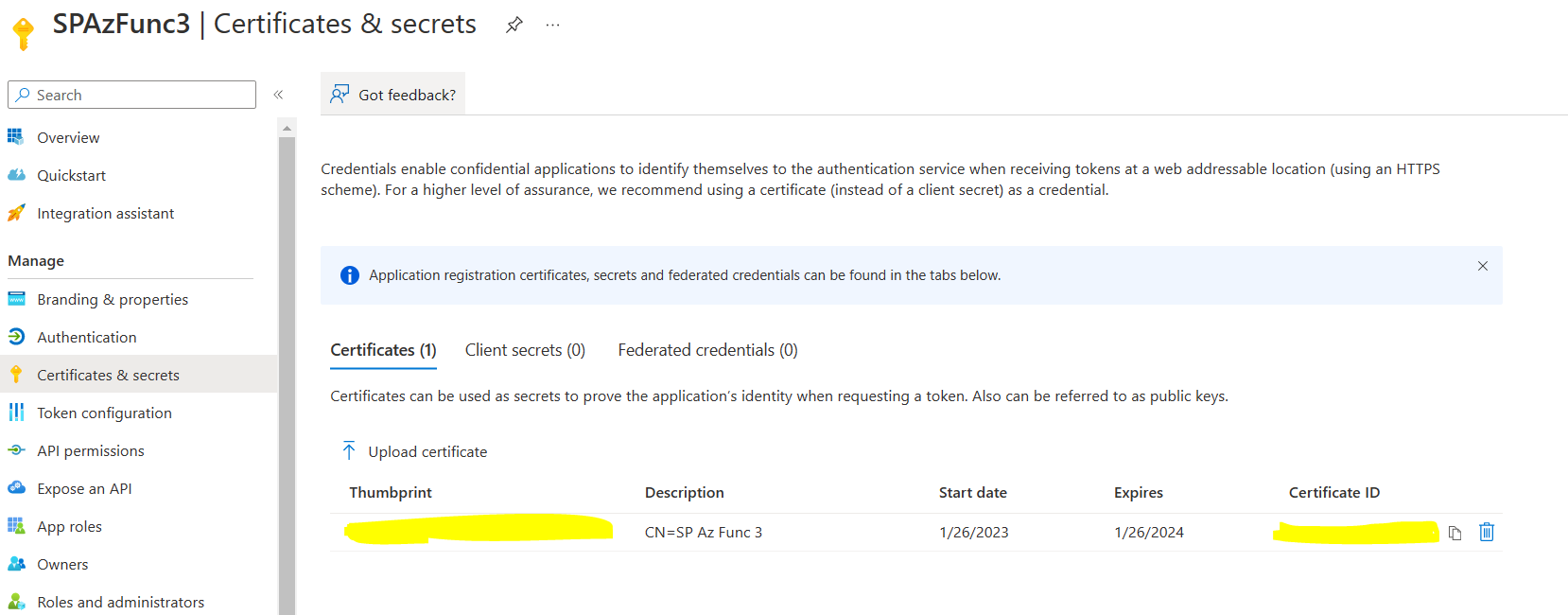 Microsoft Azure function error inside Visual Studio : - "The user, group or application does not ...