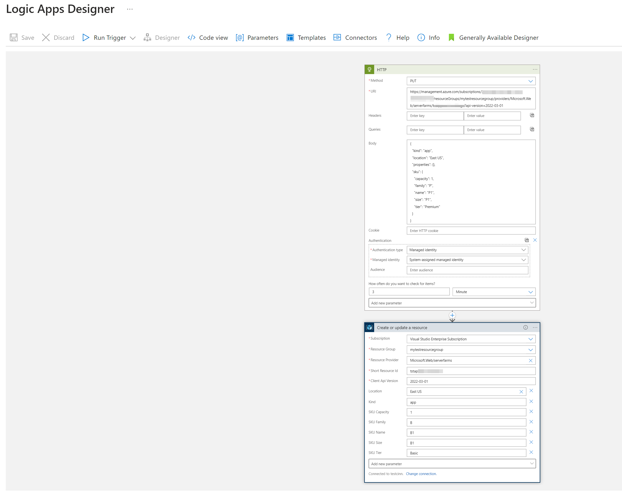 How to get and update an App service plan Tier with Logic App ...