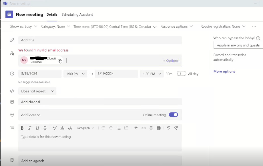 Guests showing with different email/ Invalid email address from teams ...