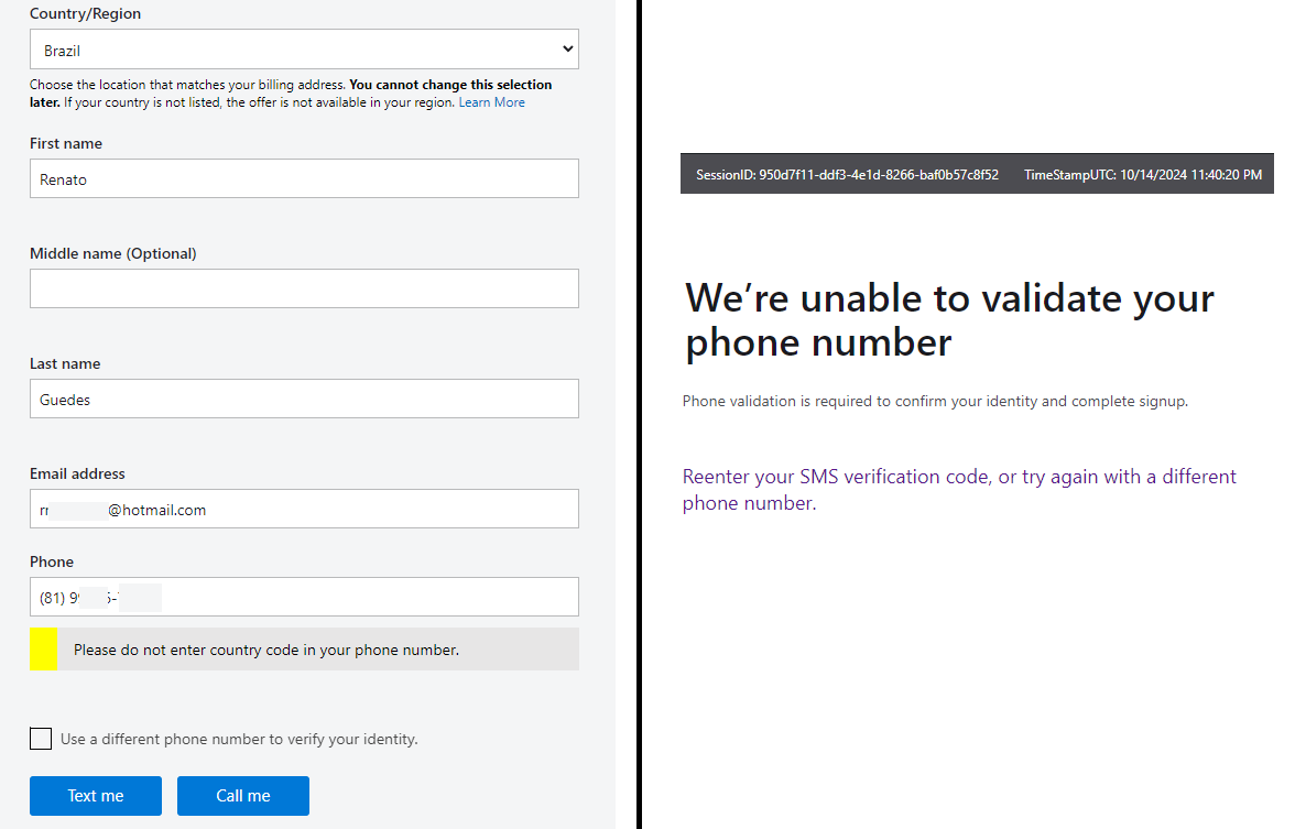How can I sign up for azure free trial with the phone validation not working? - Microsoft Q&A