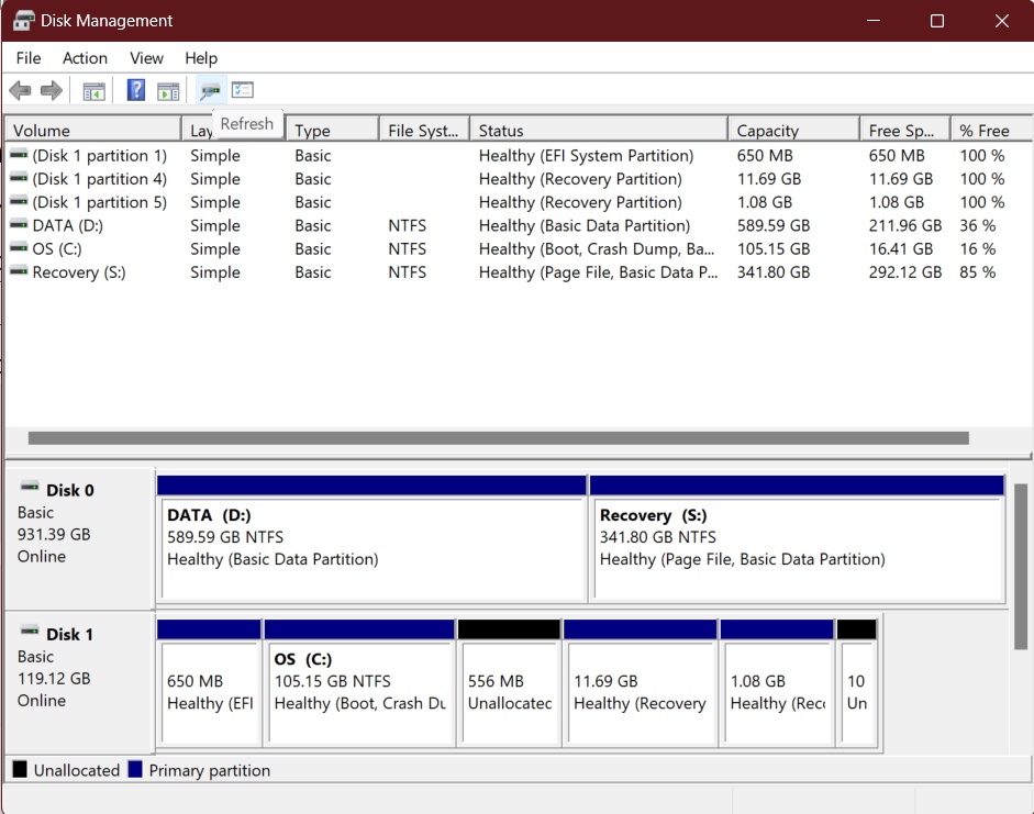 Healthy recovery partition taking up lot of space - Microsoft Q&A