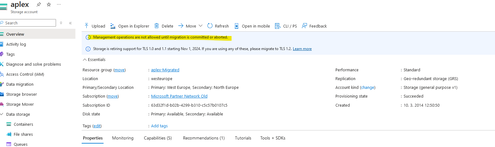 can't finish migration of classic storage - Microsoft Q&A