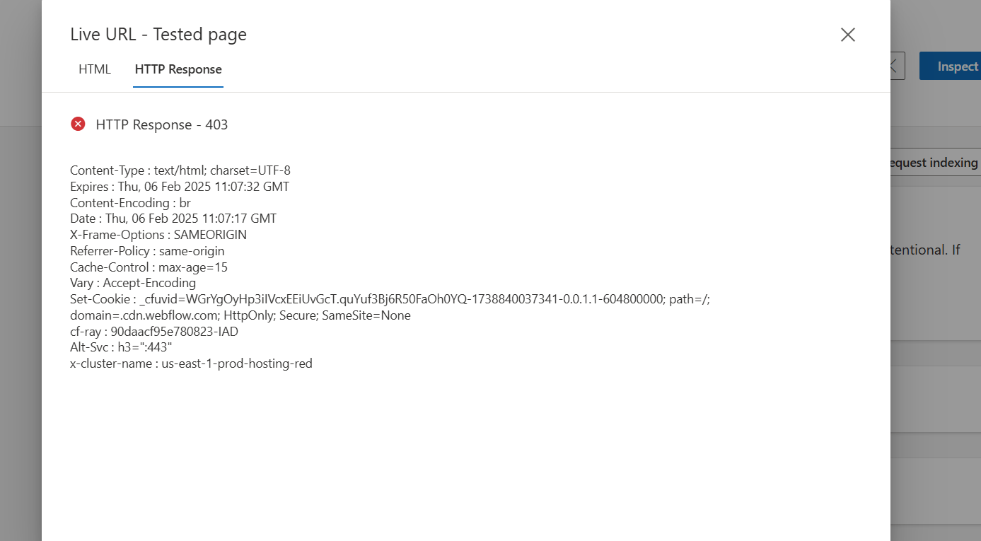 Receiving HTTP 403 Error - Bing Webmaster Indexing - Microsoft Q&A