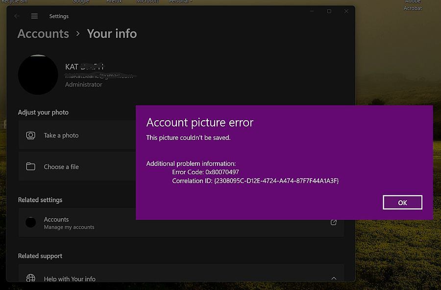 How Can I Fix "Account Picture Error" in windows 11 - Microsoft Q&A