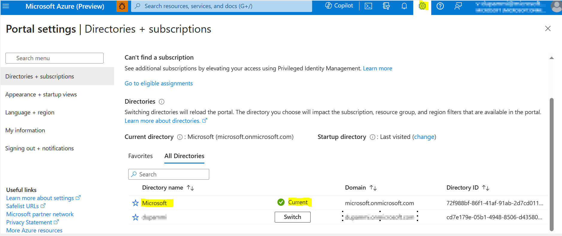Unable to switch directory in Document Intelligence Studio - Microsoft Q&A