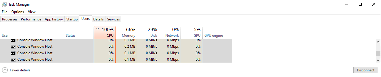 when i open the task manager and it have 4 console window host ...