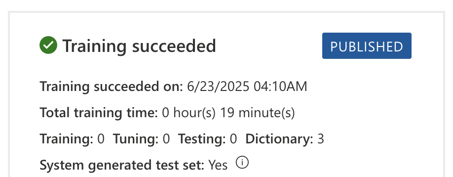 Custom Translator model not applying after publish — trained terms reverted to default ...