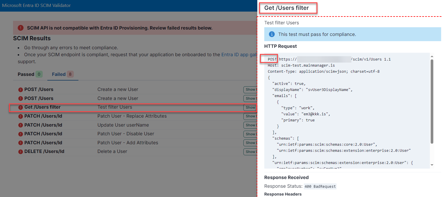 Why does SCIM Validator repeats the same request for all tests ...