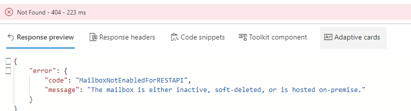 Facing Internalservererror While Using User Api Of Graph Message In Response Is Error 