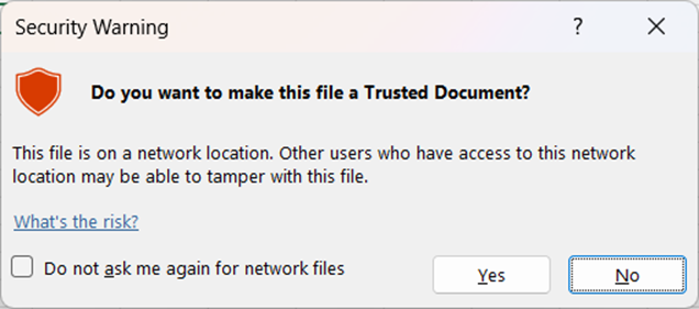 Why is an Excel workbook not added as a trusted document when it is stored in OneDrive folder ...