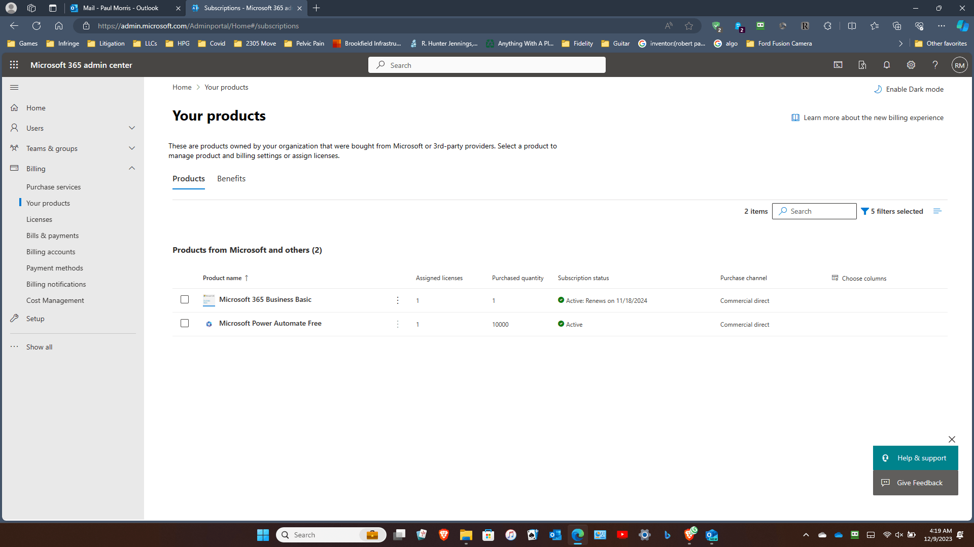 Microsoft 365 product status is active but subscription status is ...