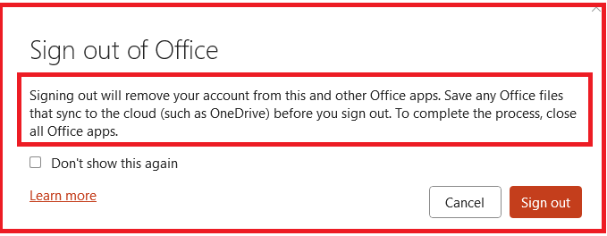 How do I sign out of a particular office app? - Microsoft Q&A