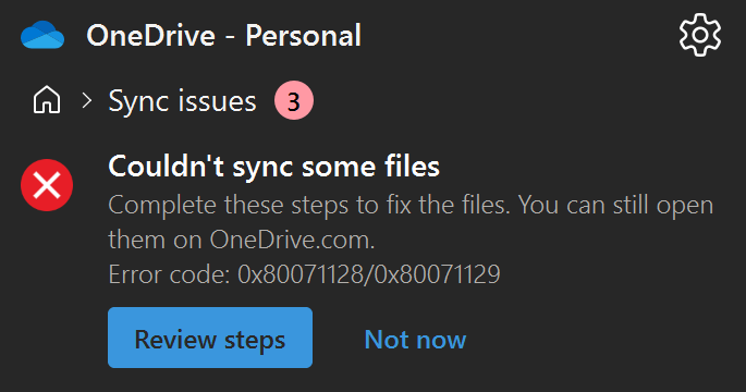 "Error 0x80071128 / 0x80071129 : Reparse point buffer is invalid" OneDrive - How do I find the ...
