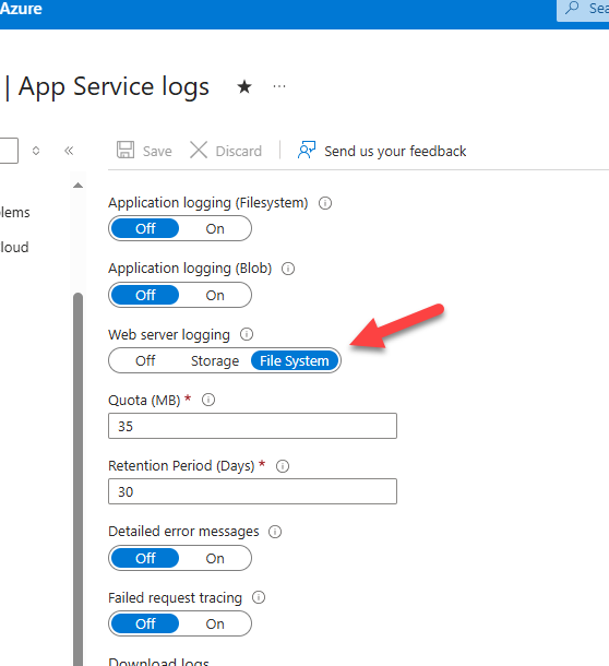 SCM API Dump Endpoint for Azure Web App: Why are recent logs not ...