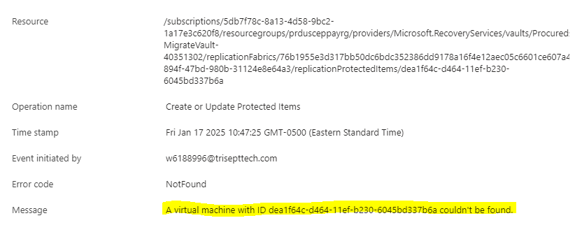 Azure migrate sudently failed starting server replication - Microsoft Q&A