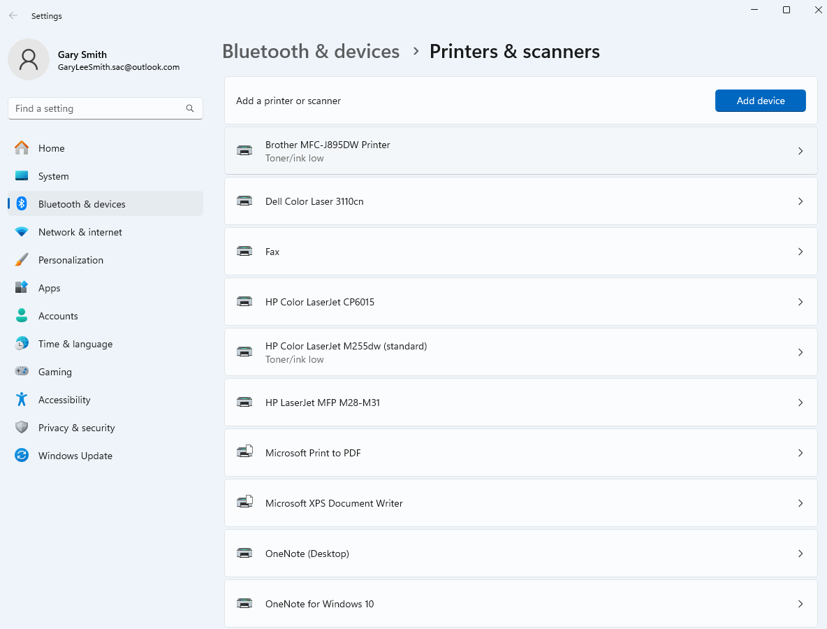 I have printers setup that list when I print, but do not show up in the ...