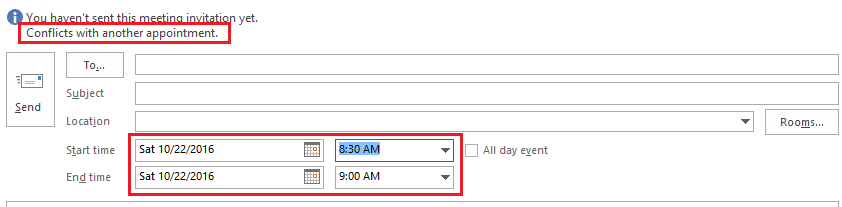 Outlook 2016 meeting request conflicts - Microsoft Q&A