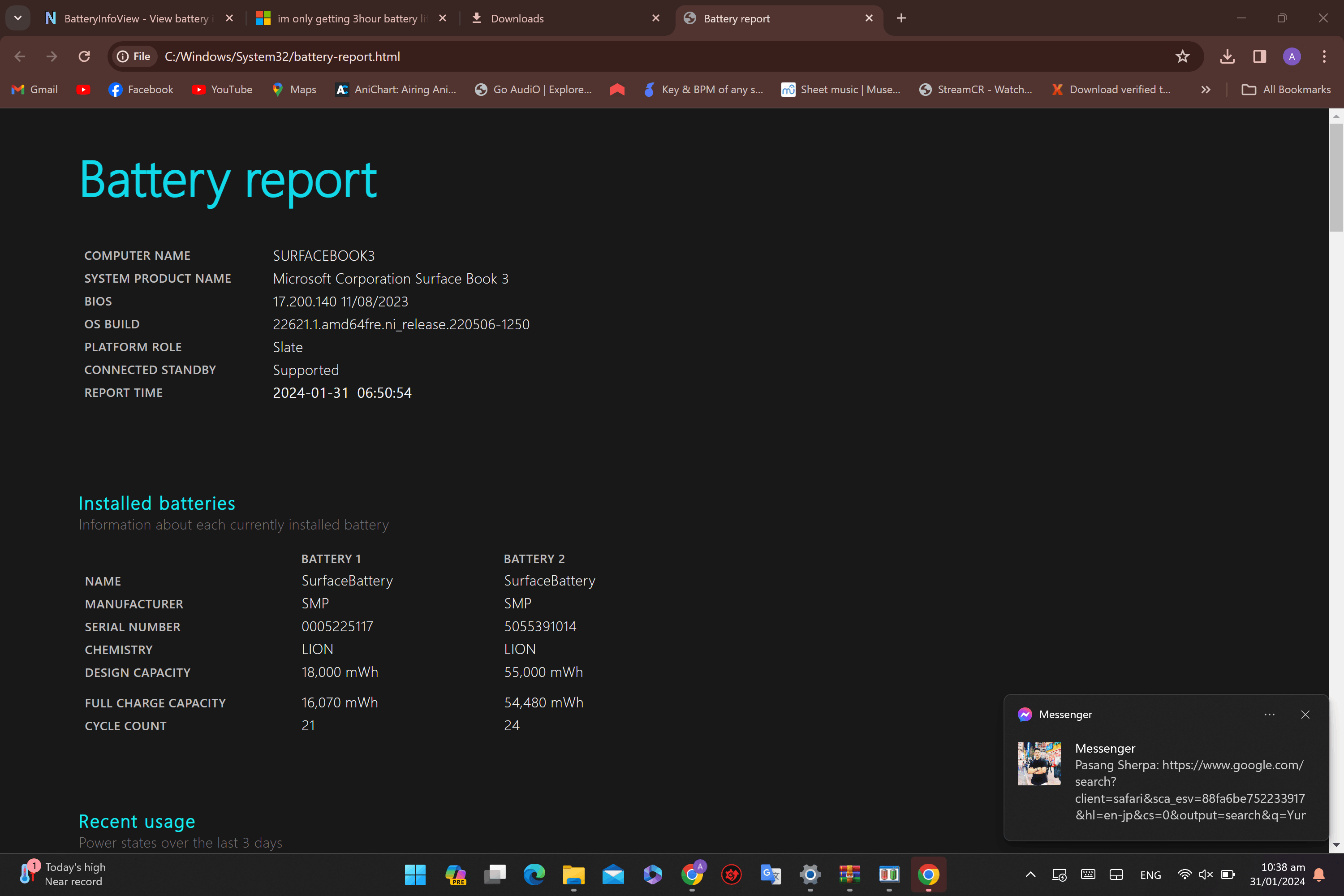 im only getting 3hour battery life in my surfacebook 3 is it normal ...