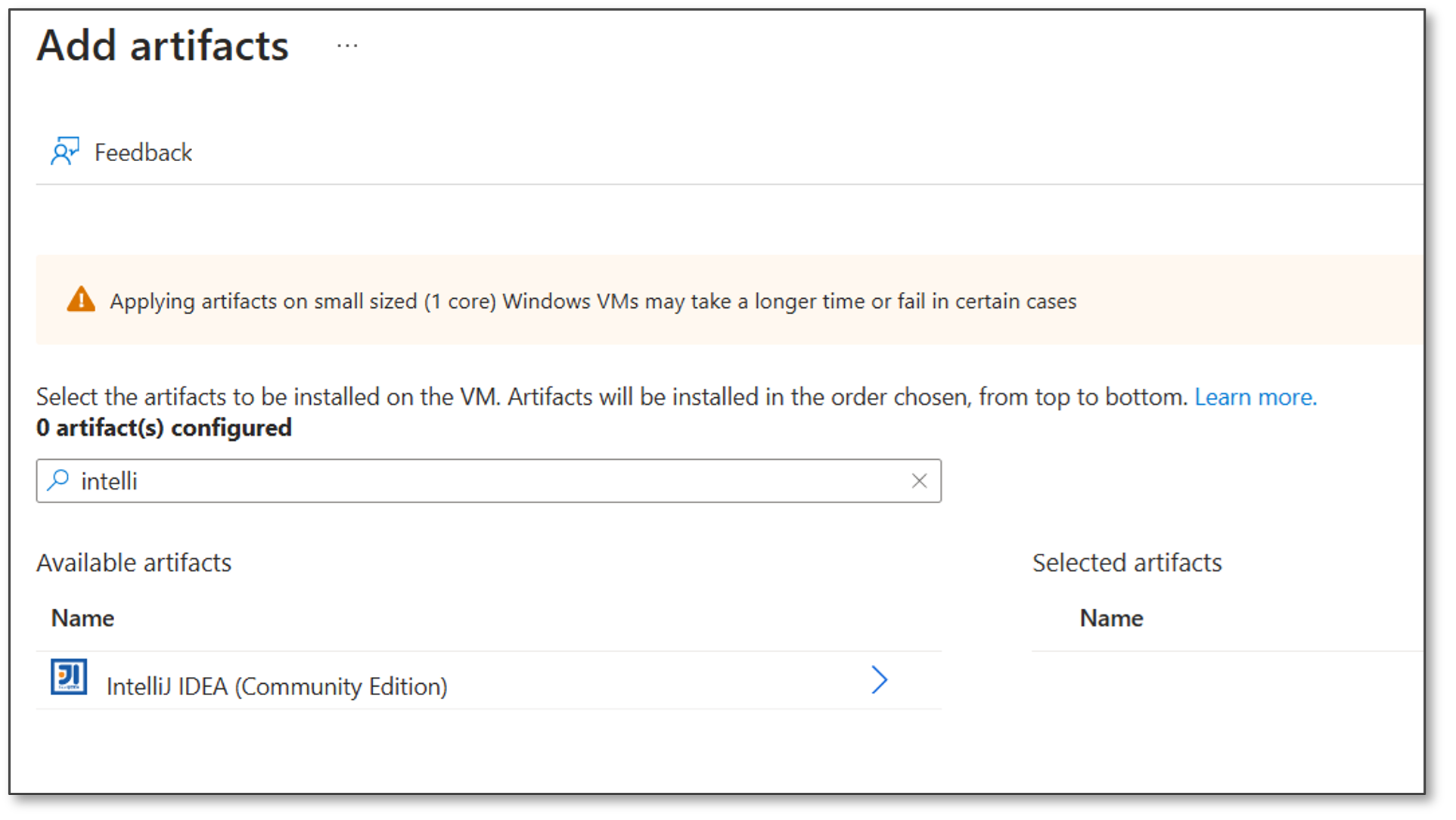 No artifacts appear under "Apply Artifacts" - Microsoft Q&A