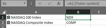 ticker symbols for stock data type - Microsoft Q&A