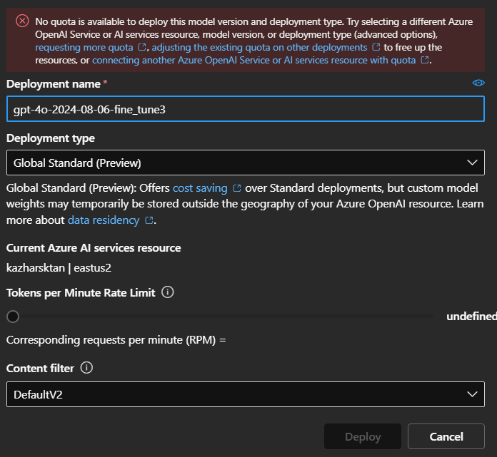 Unable to deploy complete fine tunning models - Microsoft Q&A Unable to deploy complete fine tunning models - Microsoft Q&A