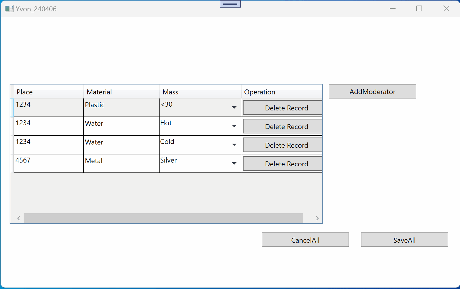 Mvvm Datagrid Comboboxes Are Not Displaying The Initial Values And The Moderator Dropdown List