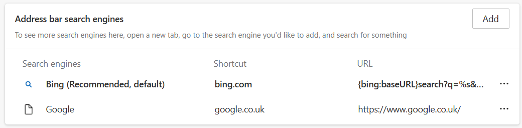 How can I change the Edge address bar search engine back to Google ...