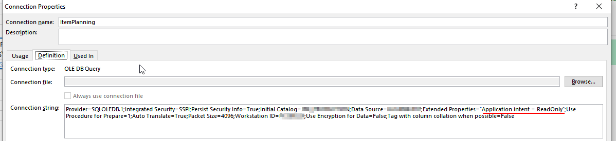 Using applicationintent=readonly with Excel Power Query - Microsoft Q&A