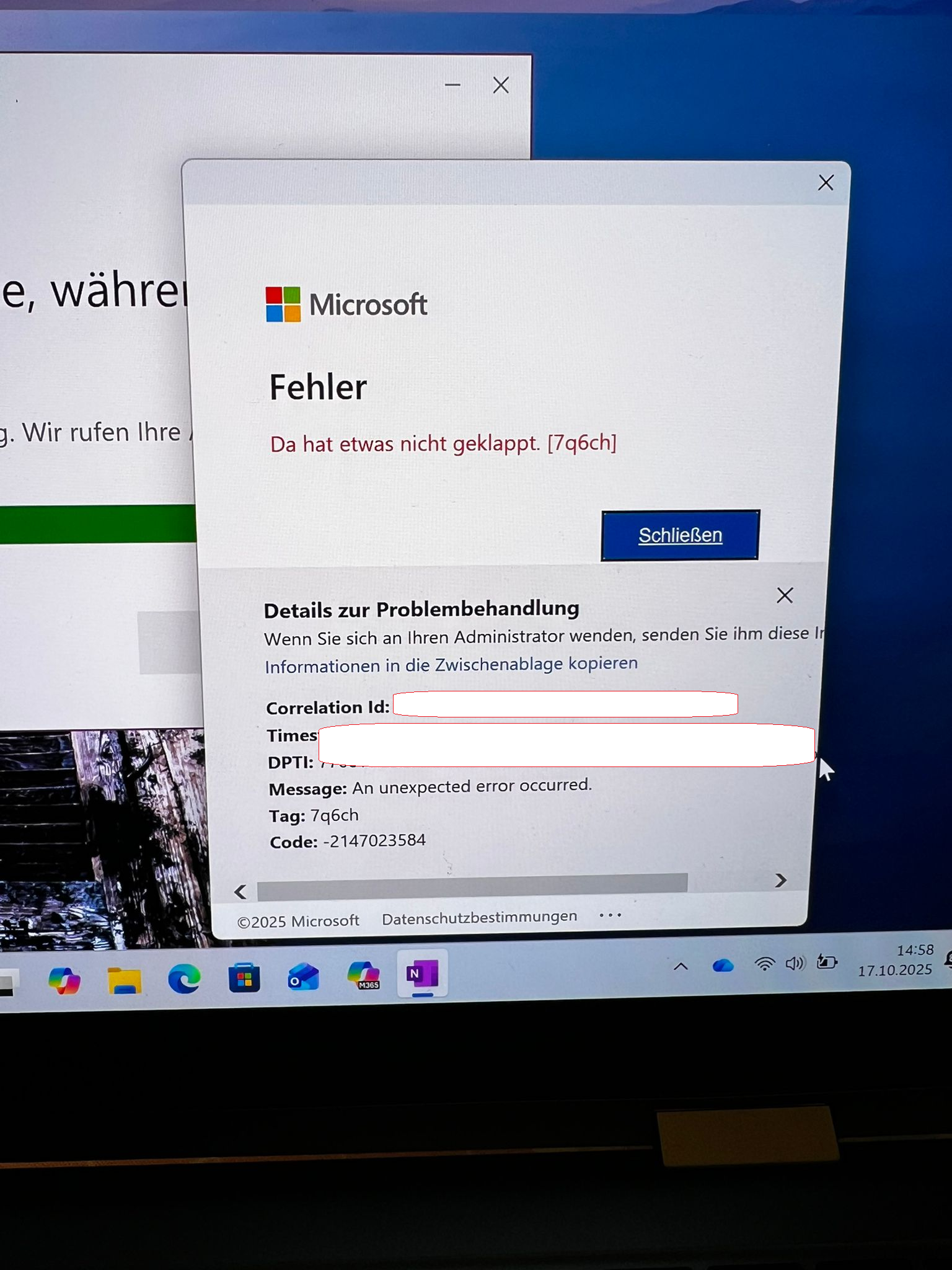 OneNote Fehler mit dem Tag 7q6cm - Microsoft Q&A