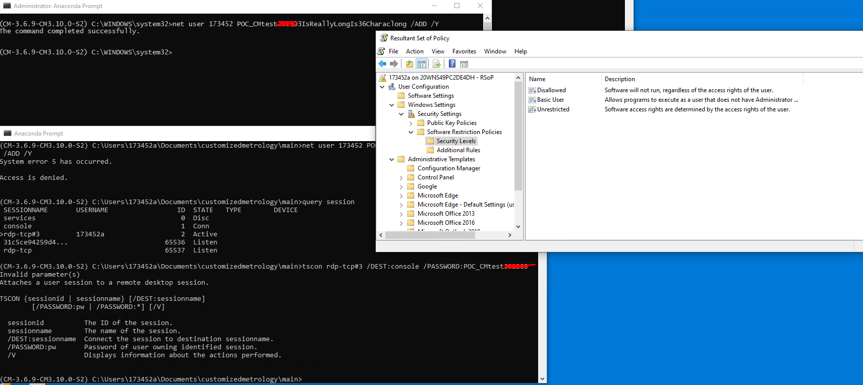 How to disable tscon pass words length limitation in win10? - Microsoft Q&A
