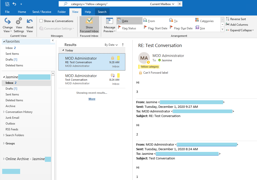 Outlook sort emails by category and still show conversations ...