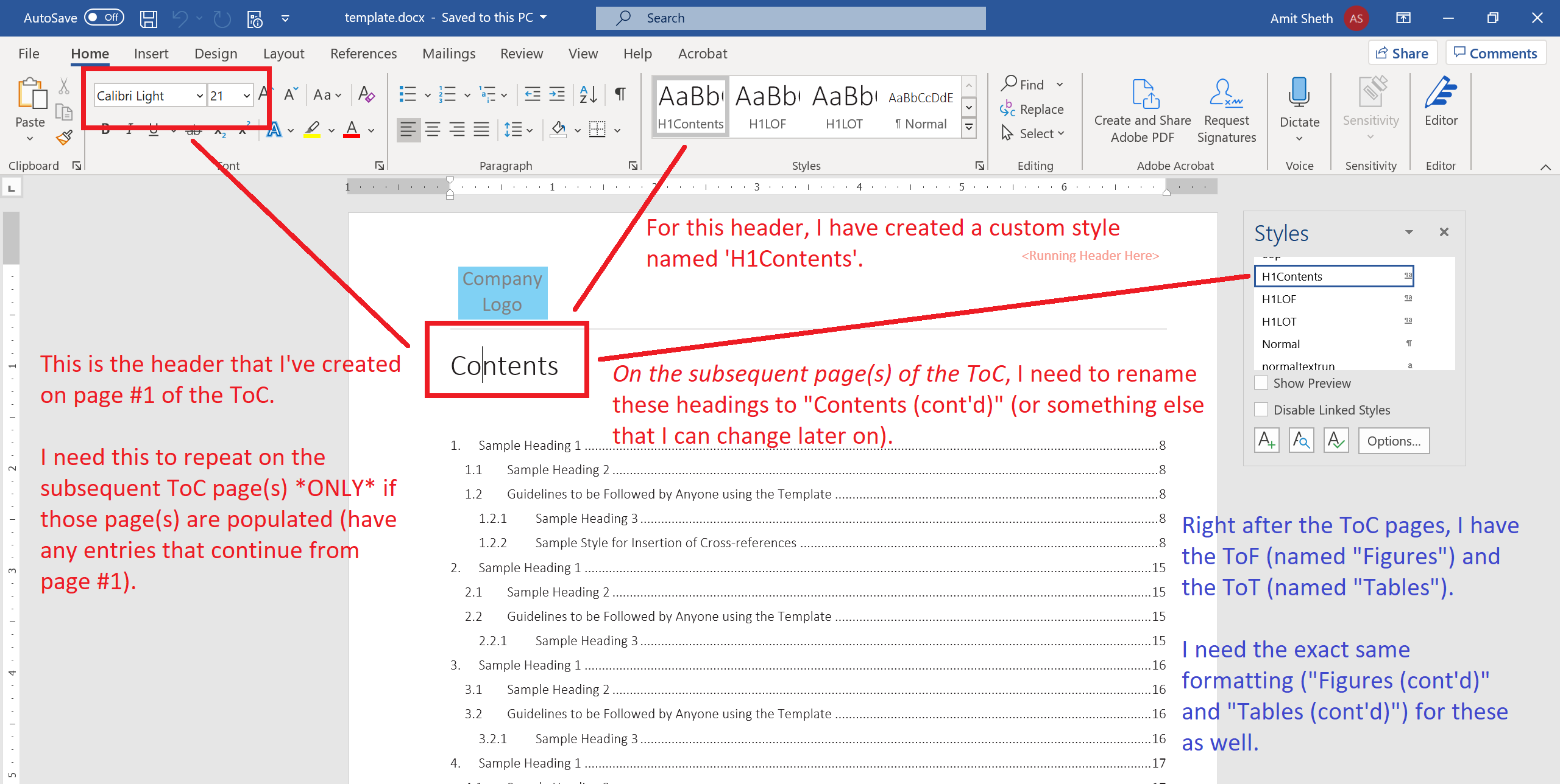 Repeating (and formatting) Table of Contents, Table of Figures, and ...