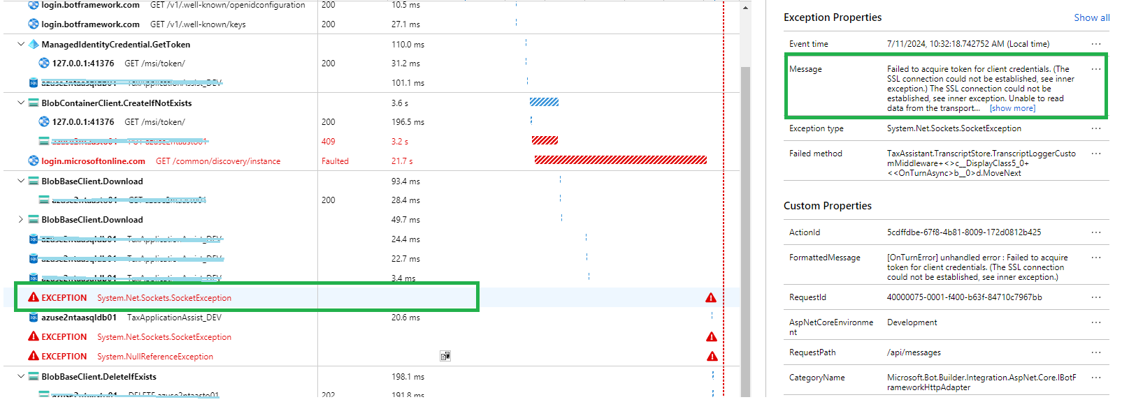 The SSL connection could not be established, see inner exception. Unable to read data from the ...