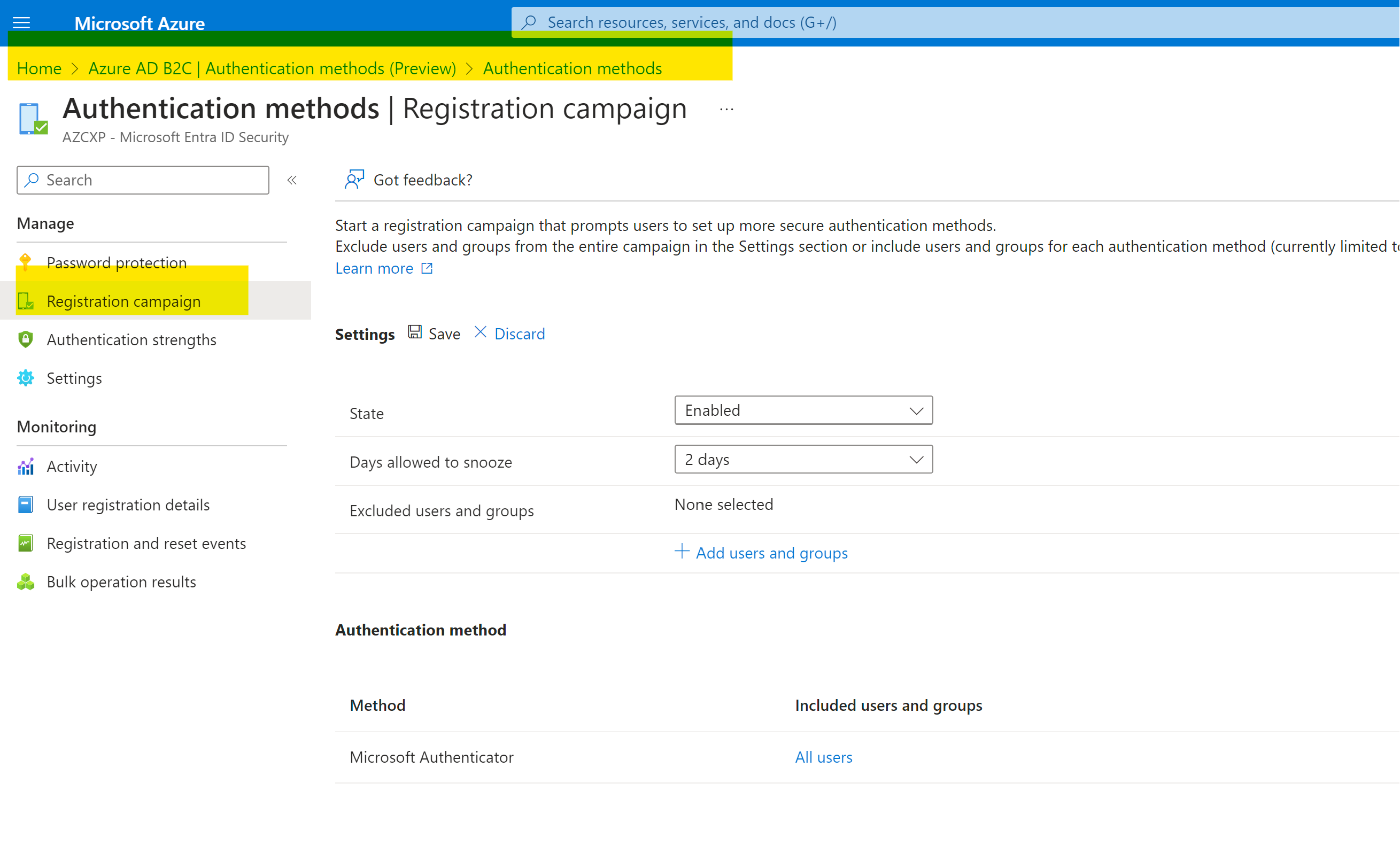 How to enable MFA (mobile authenticator) conditional access on a B2C client for select users ...