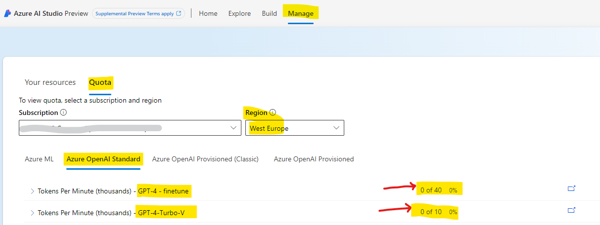 No quota is available for this model. Please contact your account team ...