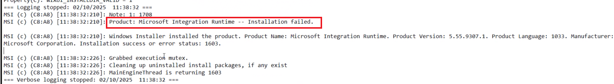 Unable to install Microsoft Integration Runtime Win2016 Server ...