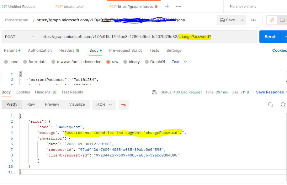 changepassword through Microsoft graph api not working - Microsoft Q&A