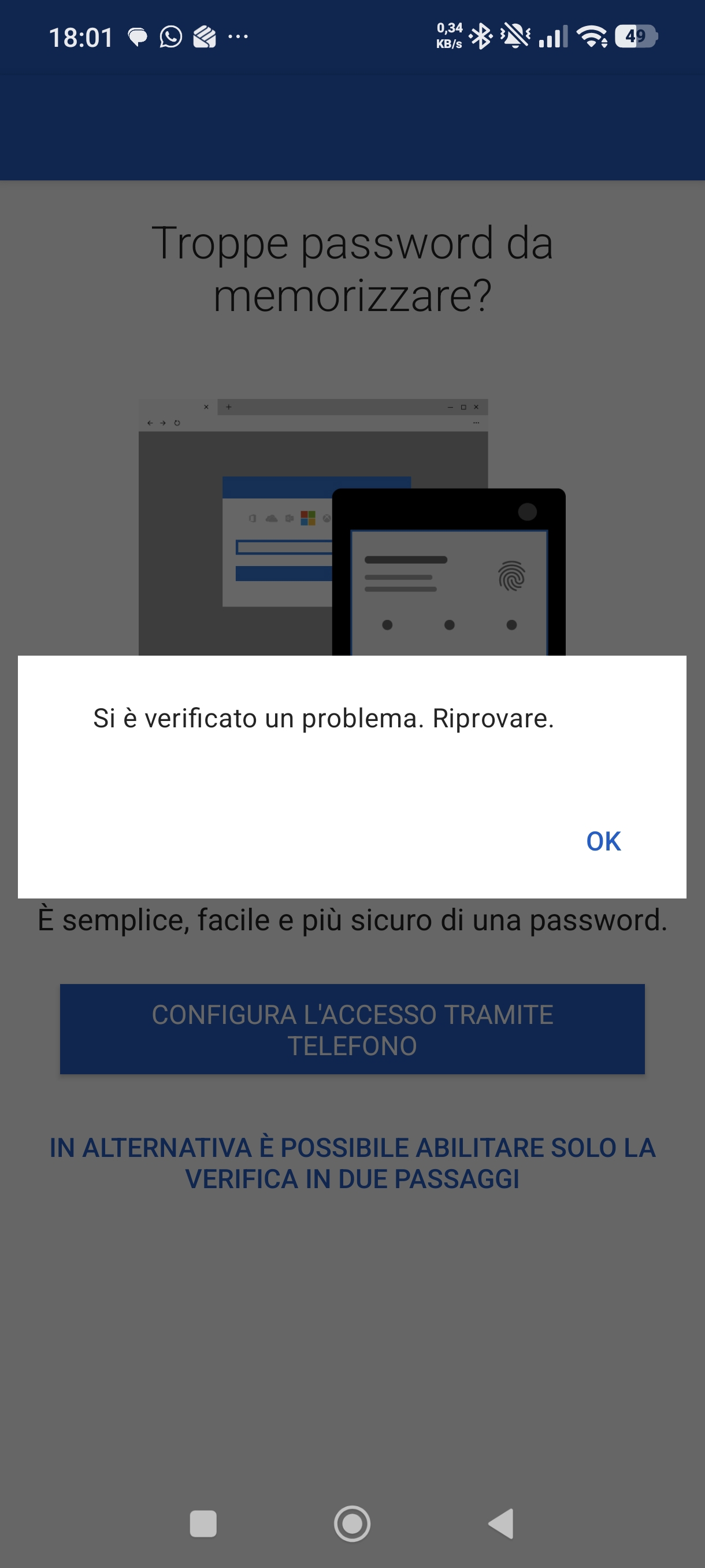 Authenticator - riattiva accesso tramite telefono - Microsoft Q&A