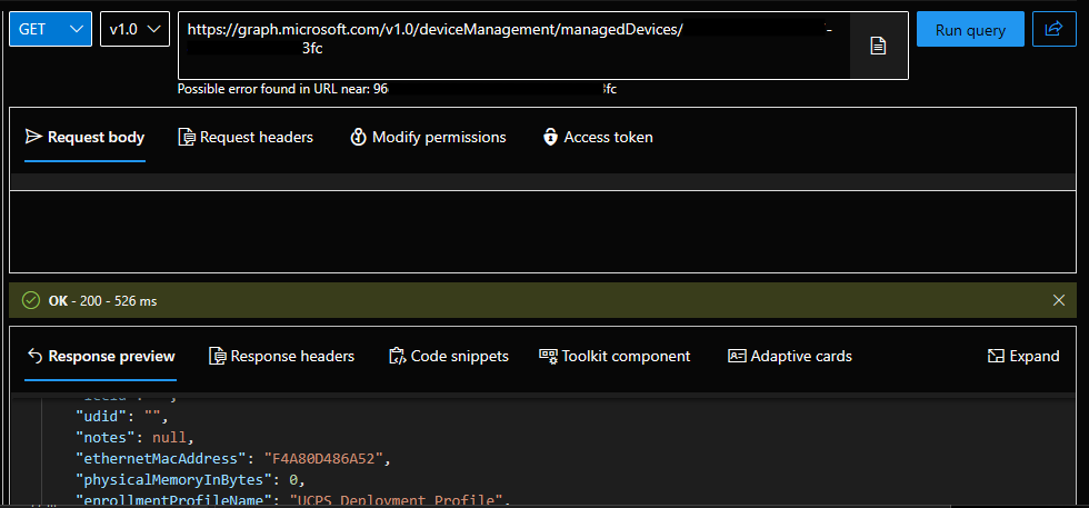 ManagedDevices Graph API 1.0 and Beta return NULL for Note field - Microsoft Q&A