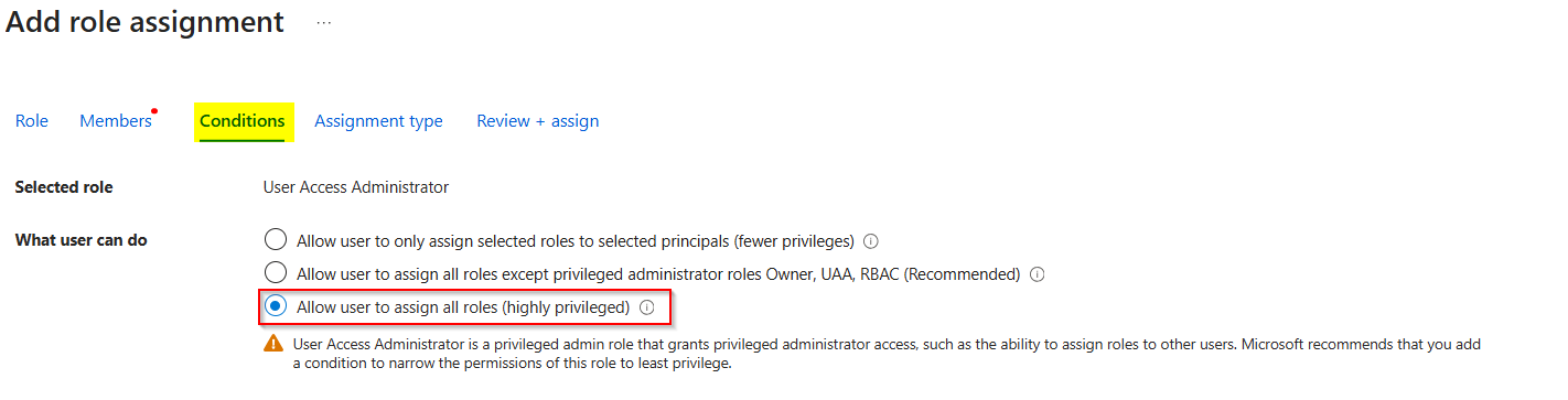 User Access Administrator Role give another user the Owner Role ...