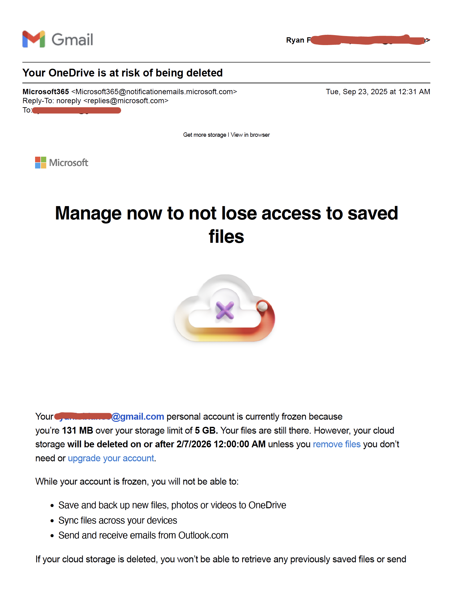 Is this Microsoft 365 notification email authentic / genuine ...