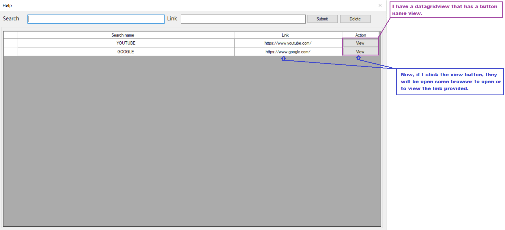 Datagridview button call link - Microsoft Q&A