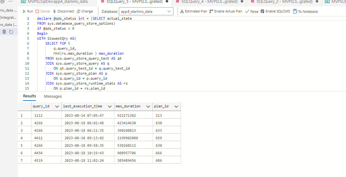 View the query plan from 'slow query widget' in ADS - Microsoft Q&A