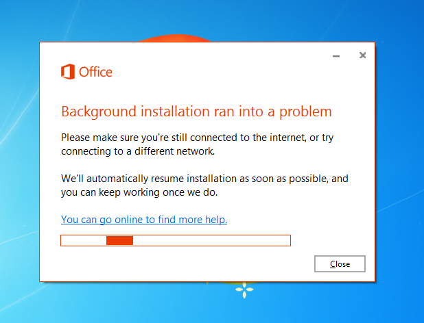 Background installation ran into a problem - Microsoft Q&A